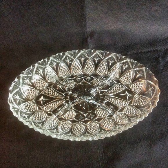 Dining | Vintage Crystal Glass Divided Serving Dish Elegant Party ...